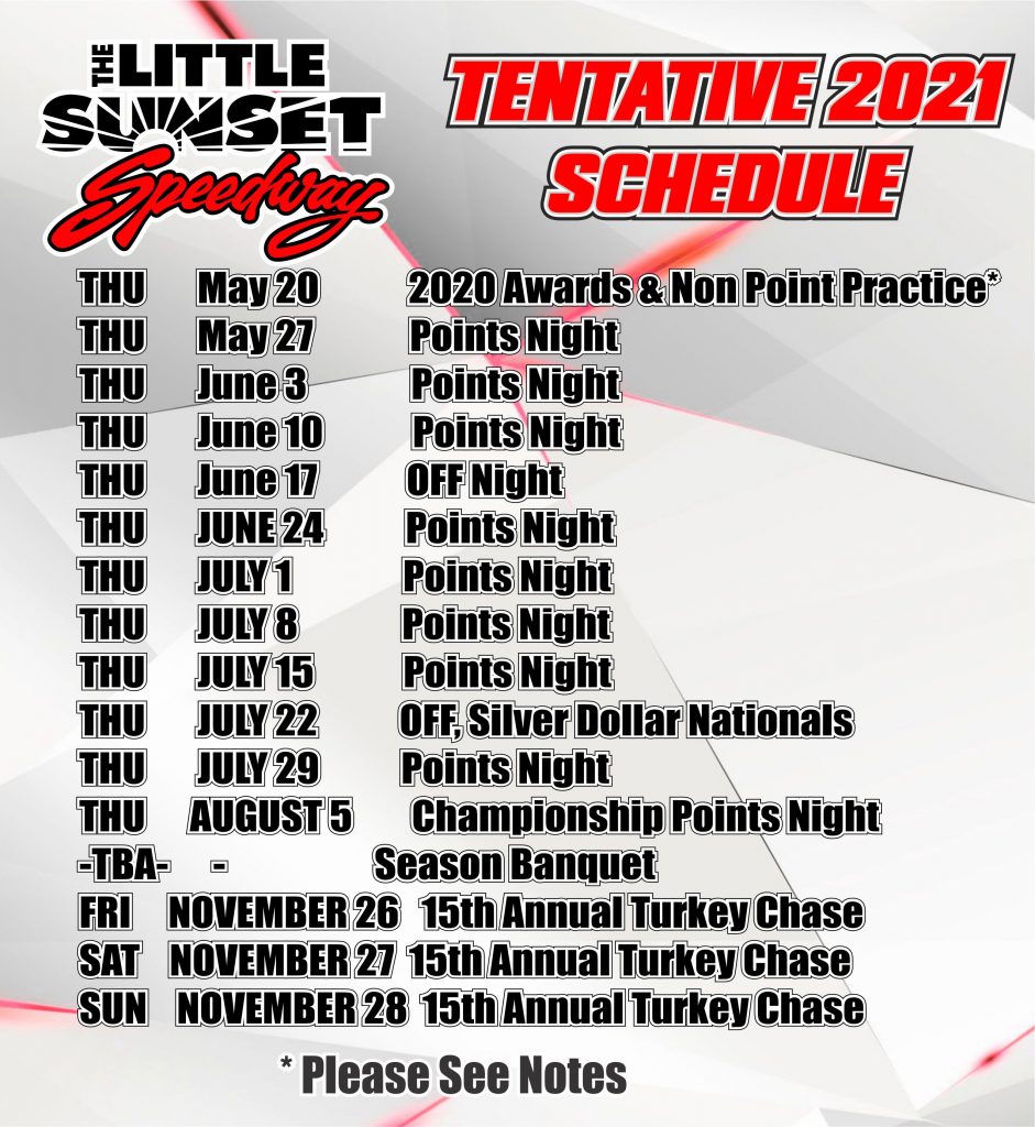2021 Schedule – Turkey-Chase